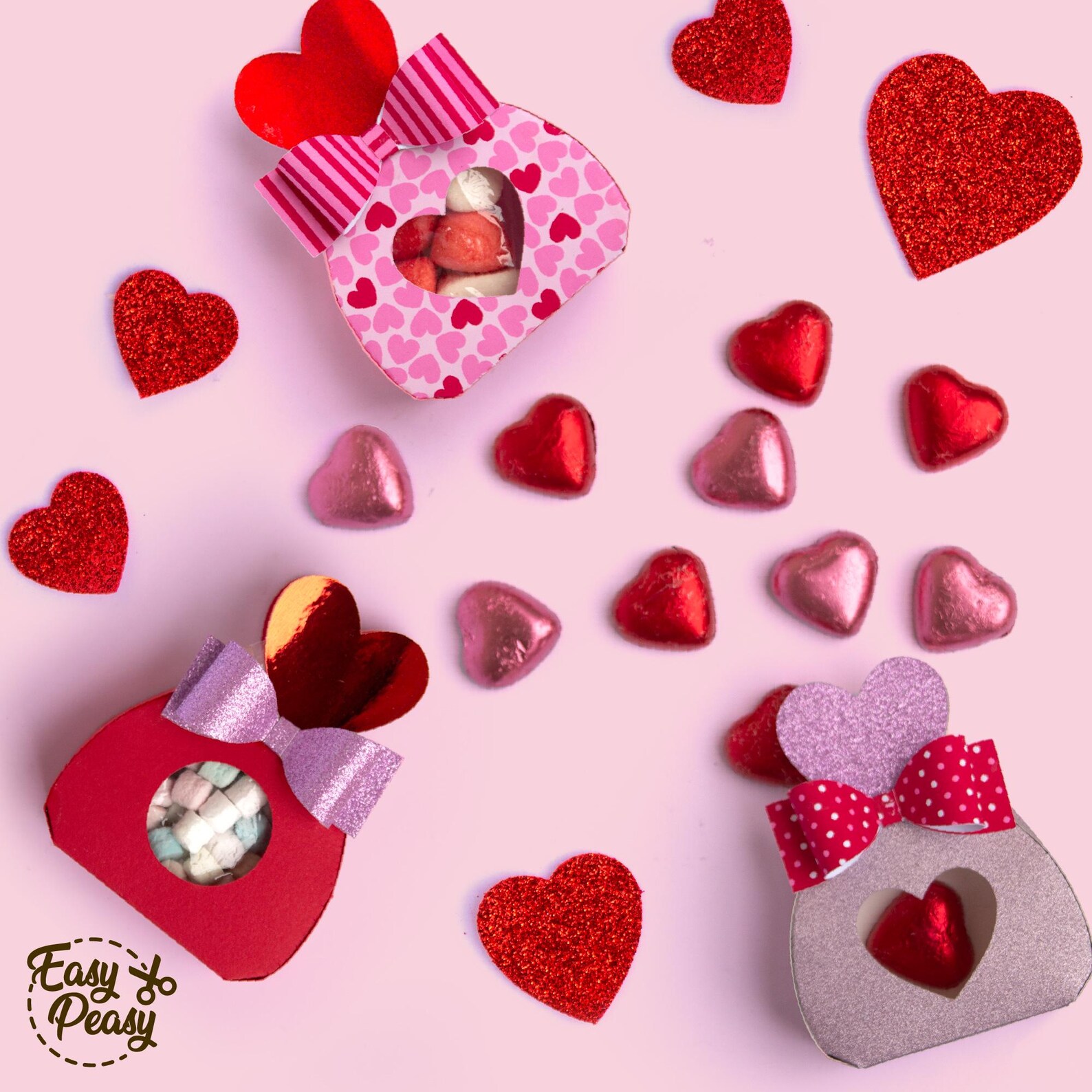 DIY Valentines Day Template for Girl Purse Gift Box for Her Paper Box ...