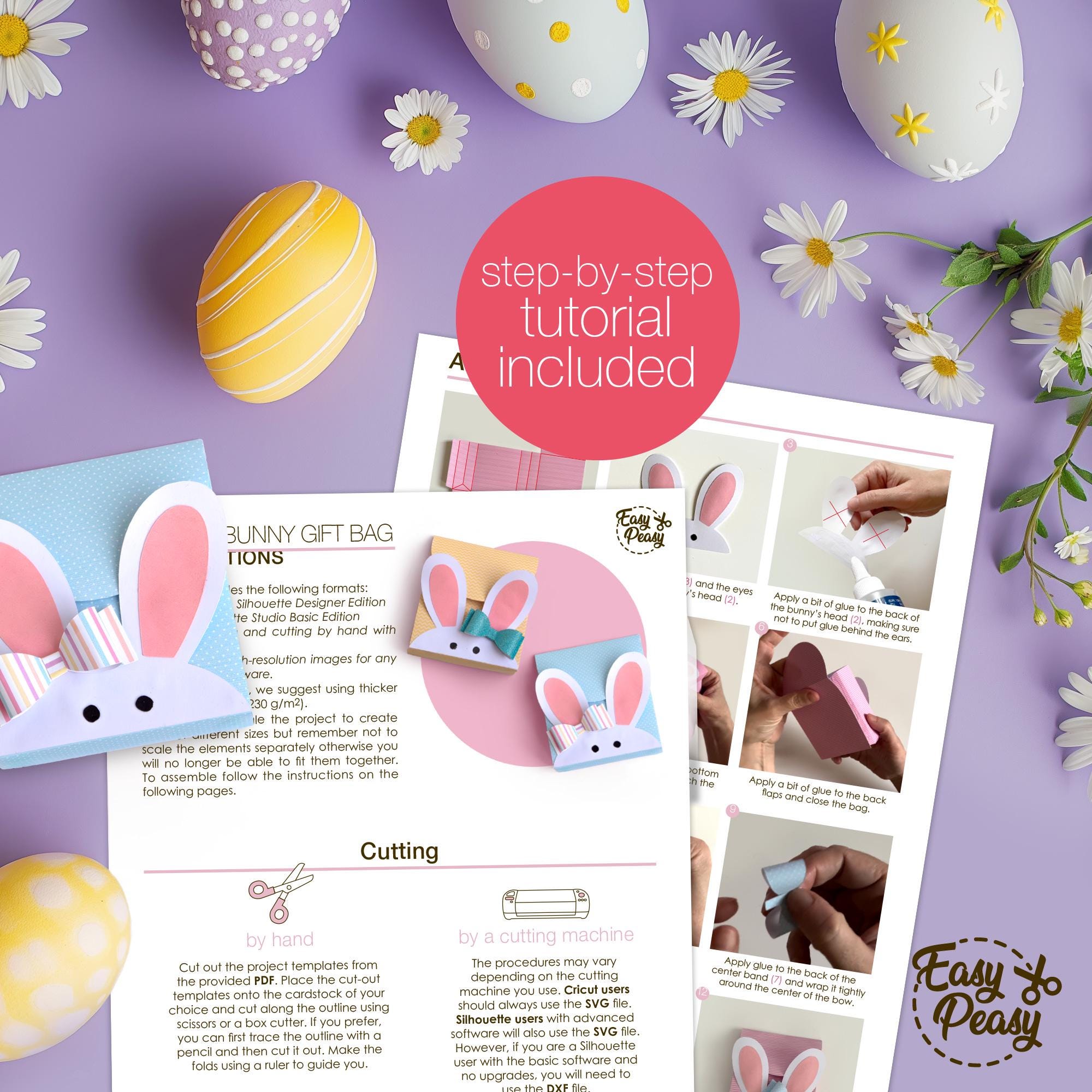 DIY Easter Bunny Bag SVG File Paper Favor Box Template for Easter Egg ...