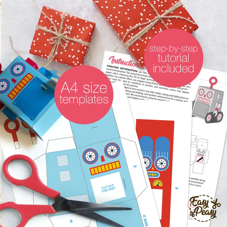 DIY Printable Robot Candy Gift Boxes for Birthday - Robot Party Favor ...