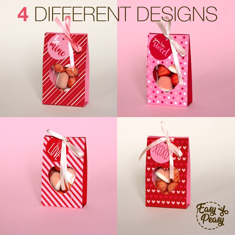 DIY Printable Valentine's Day Candy Gift Bag Chocolate Gift Box for ...