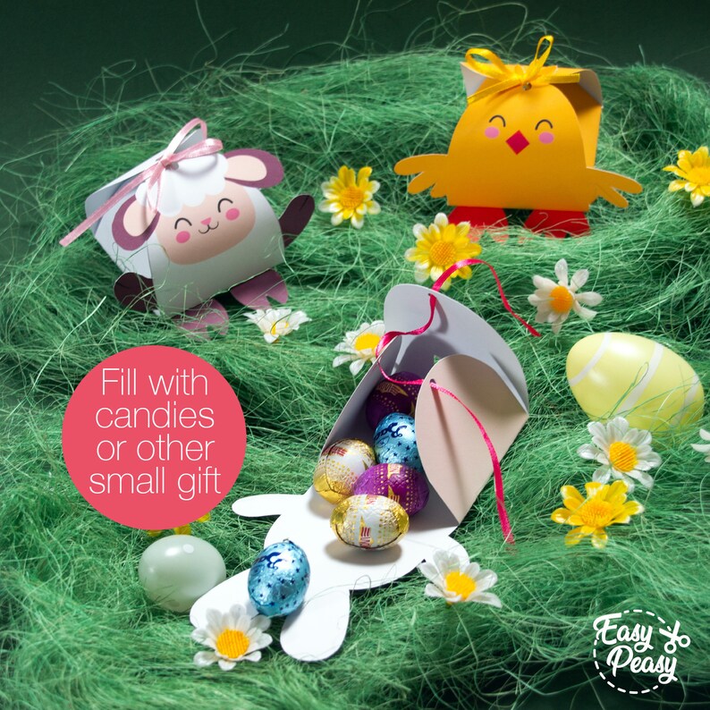 DIY Printable Easter Candy Bags Easter Egg Chocolate Gift Box Printable ...
