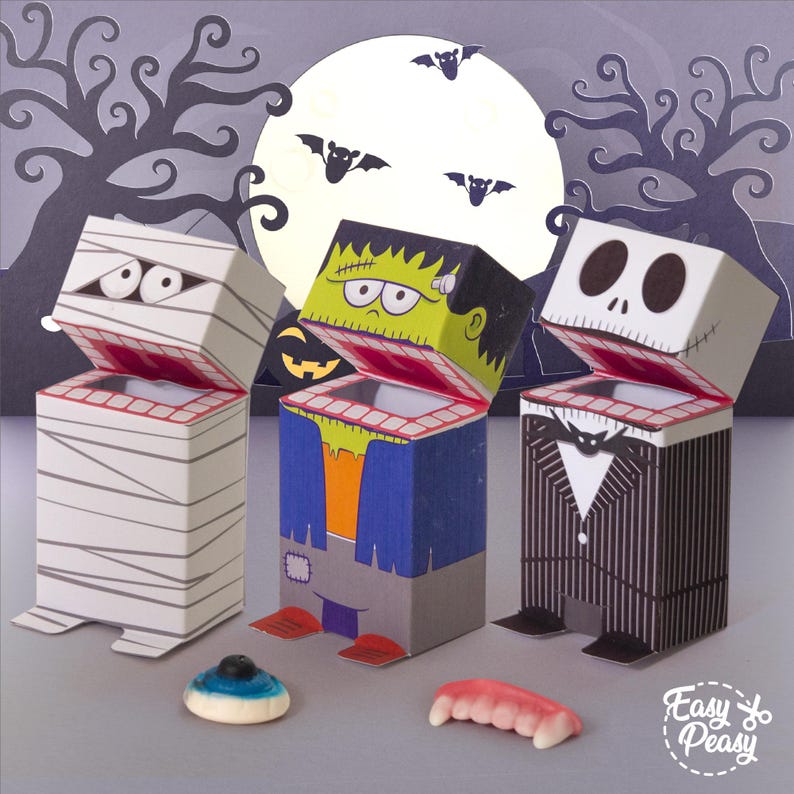 DIY Halloween Printable Scary Monster Candy Box - Halloween Snack Box ...
