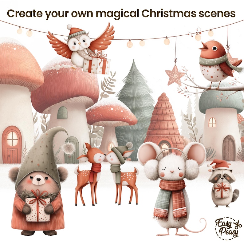 Winter Woodland Friends Clipart PNG Bundle | Christmas Forest Animal ...