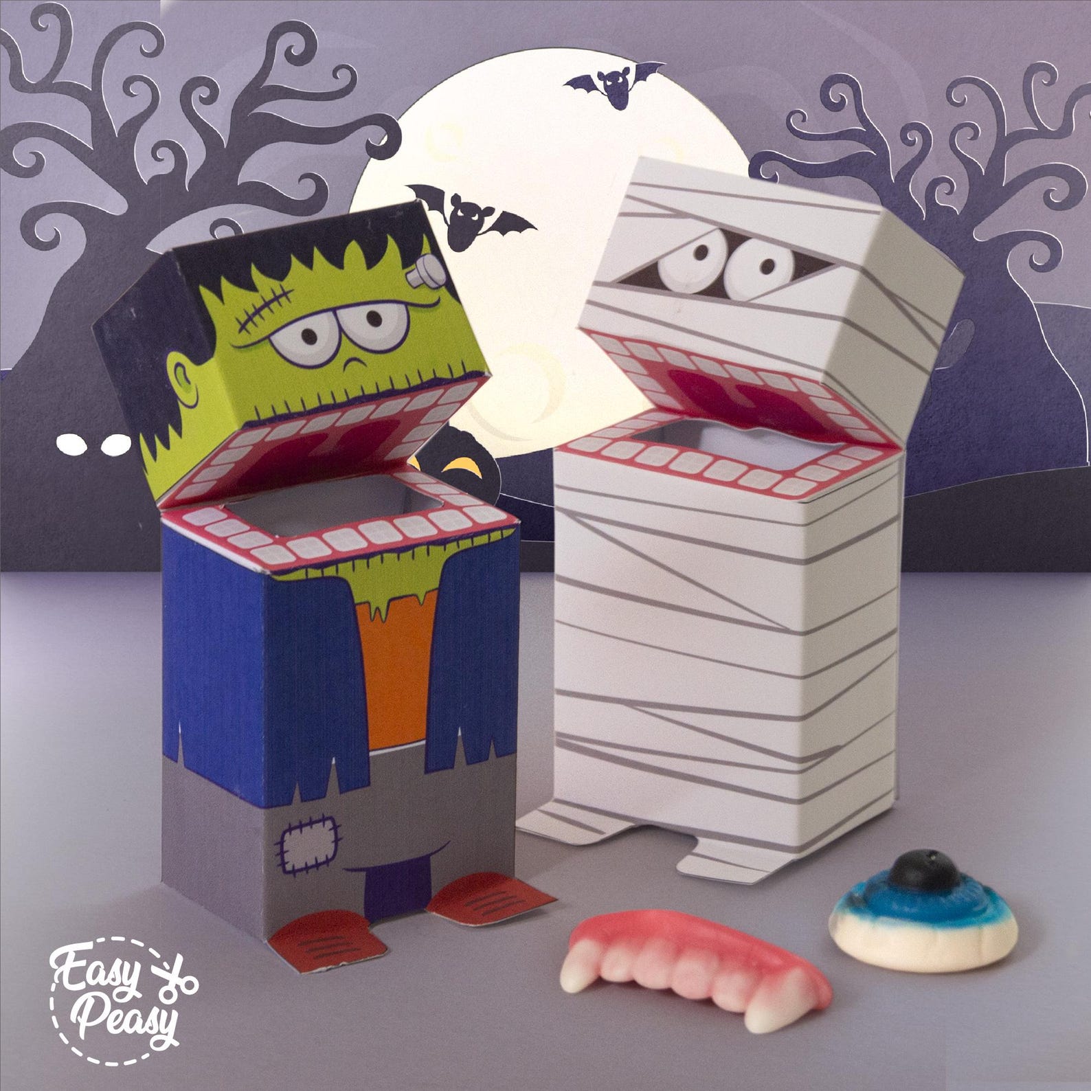 DIY Halloween Printable Scary Monster Candy Box - Halloween Snack Box ...