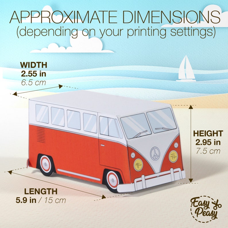 DIY Printable Retro Bus Candy Gift Boxes for Birthday - Van Party Favor ...