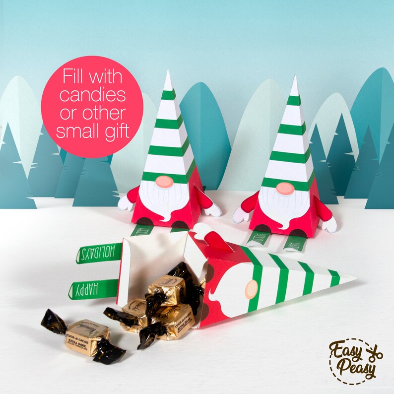 DIY Gnome Printable Christmas Box - Chocolate Gift Box - Candy Gift Box ...