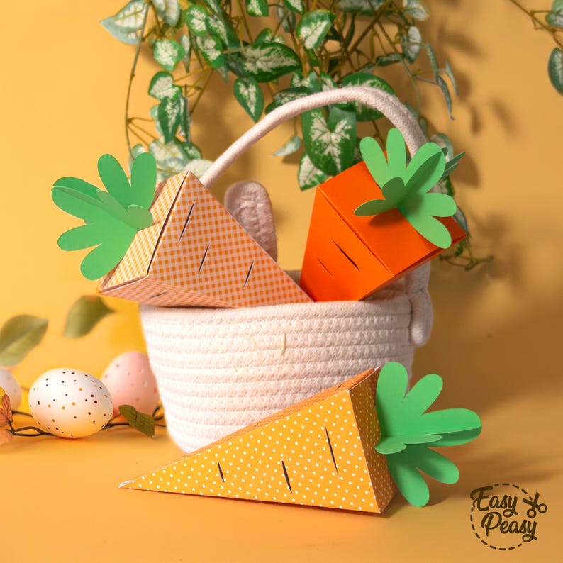 DIY Easter Carrot Gift Box SVG Paper Favor Box Template for Easter Egg ...