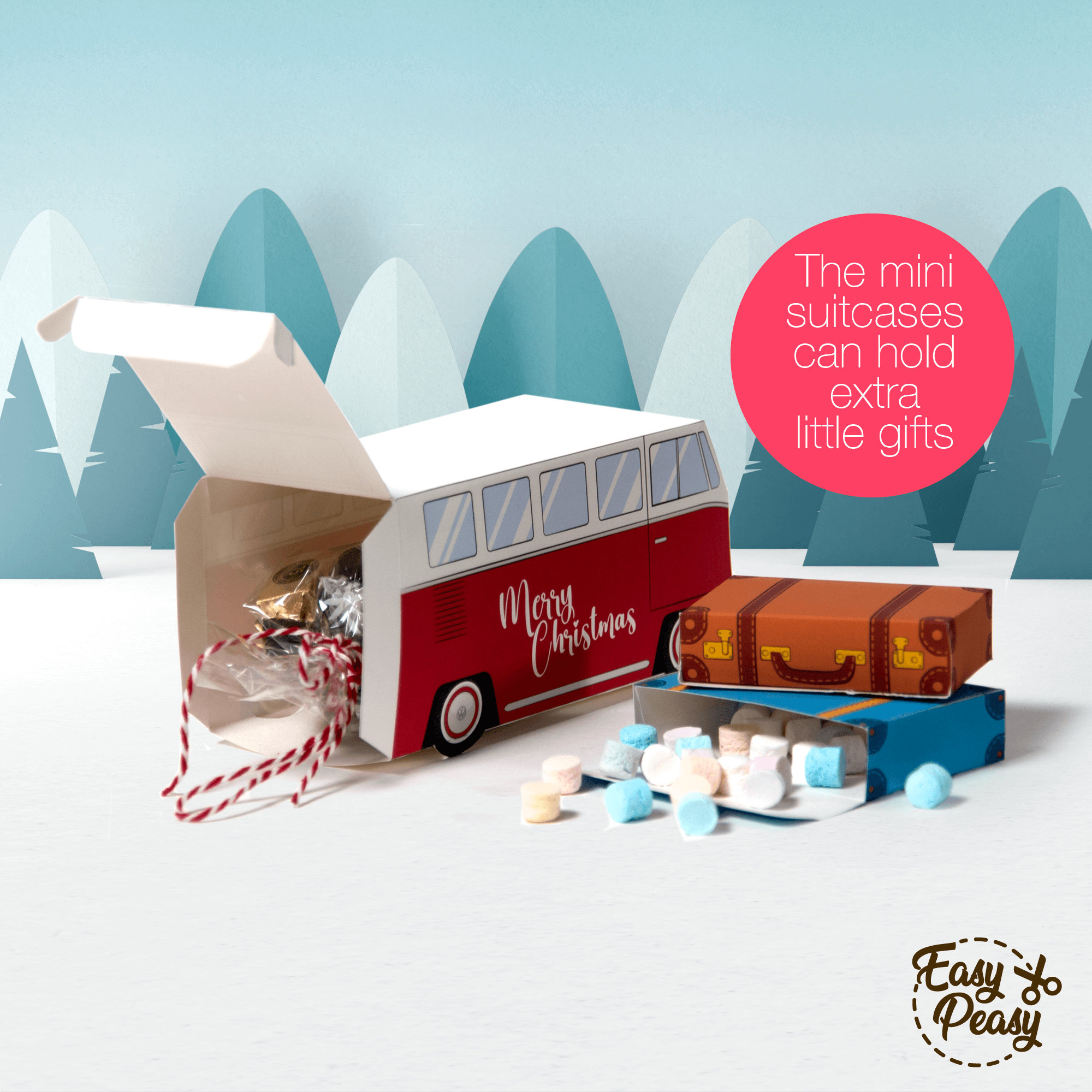 DIY Christmas Printable Paper Van Party Favors Template Box Printable ...