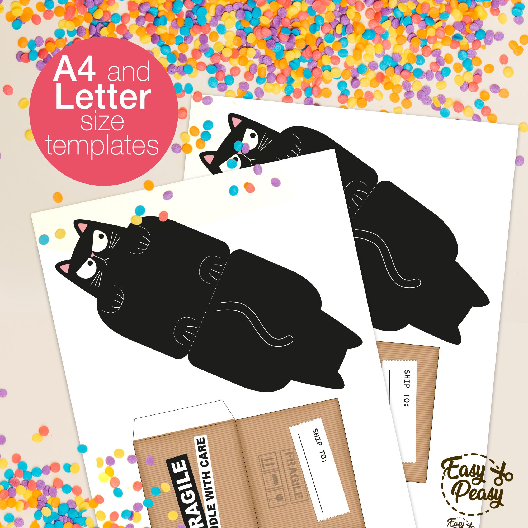 DIY Printable Cute Kitten in a Box Gift Card Holder - Cat Gift Card ...