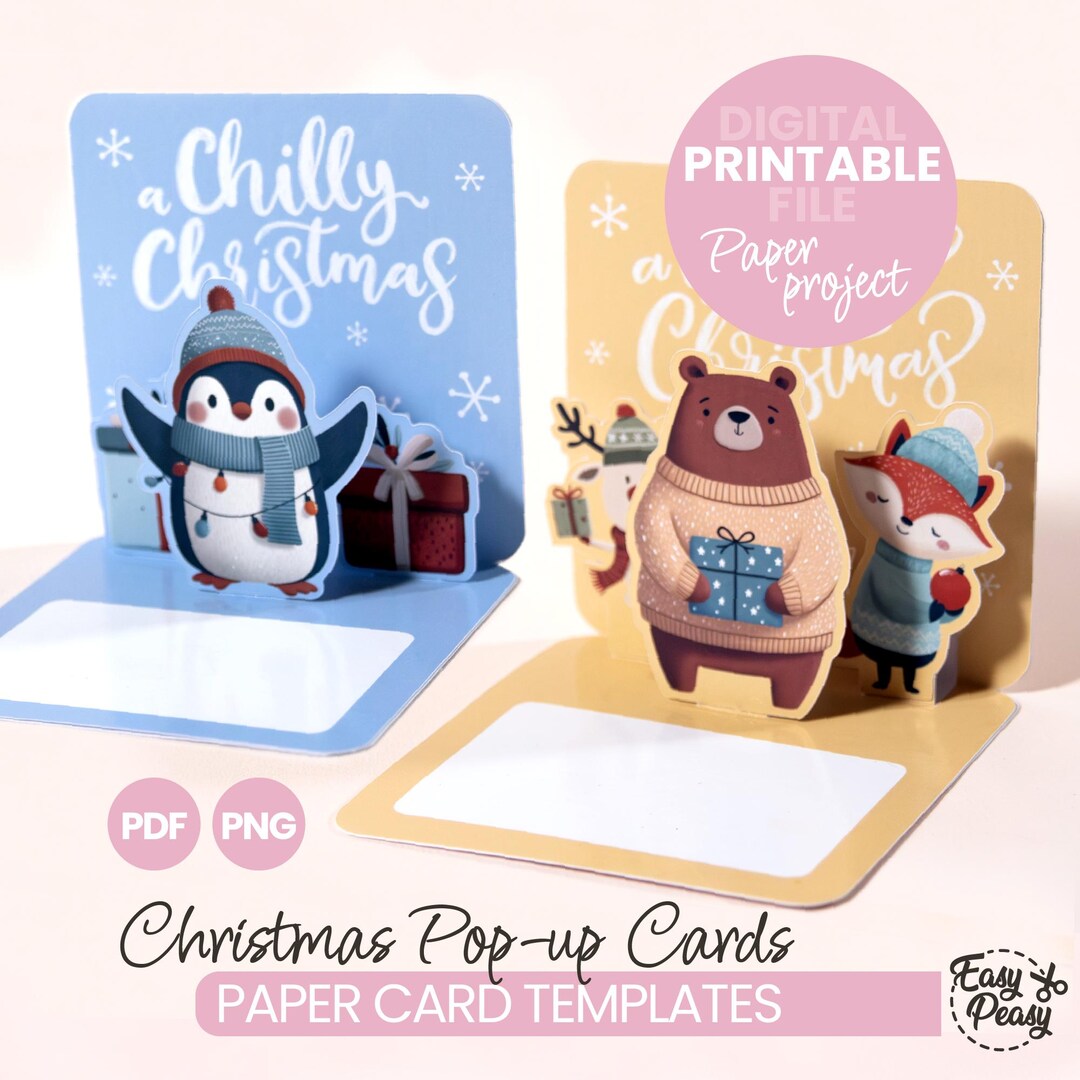 DIY Christmas Pop-up Cards Template | 3D Printable Holiday Card Set ...
