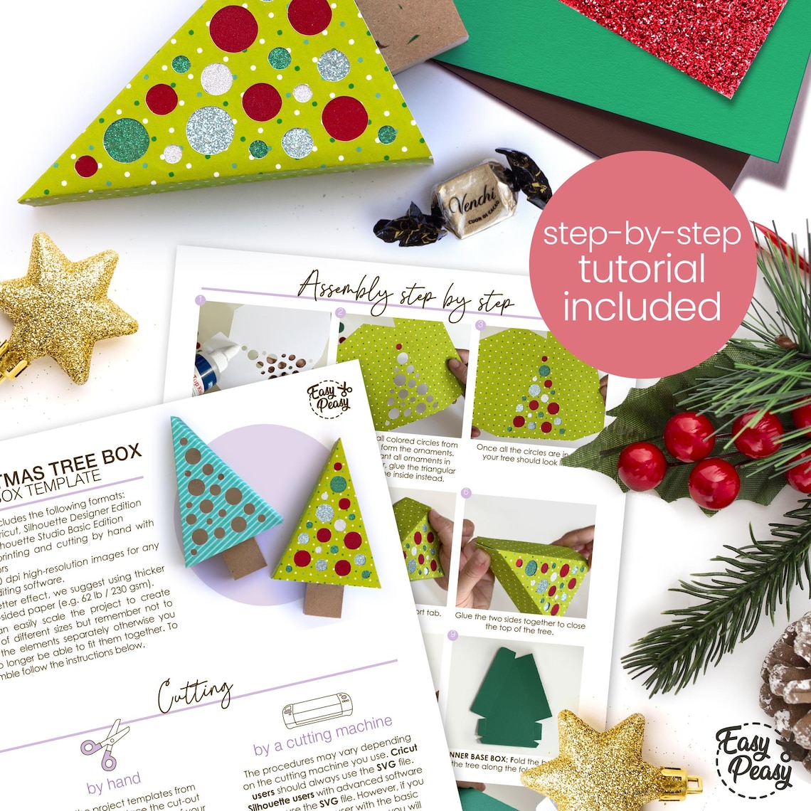DIY Christmas Tree Gift Box SVG File | Holiday Treat Cricut Paper Box ...