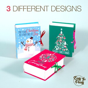 DIY Christmas Printable Book Gift Card Holder Xmas Candy Box - Template ...