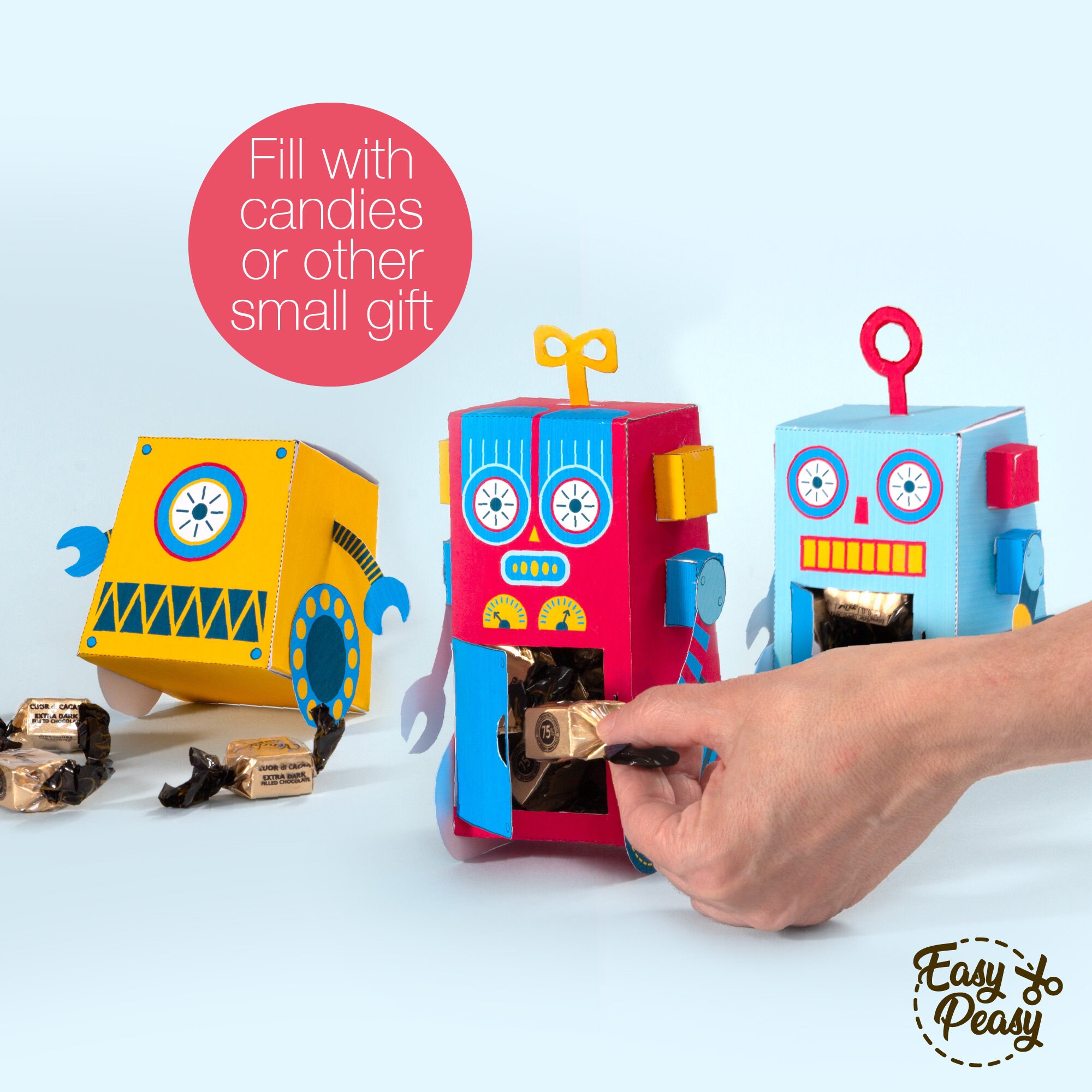 DIY Printable Robot Candy Gift Boxes for Birthday - Robot Party Favor ...