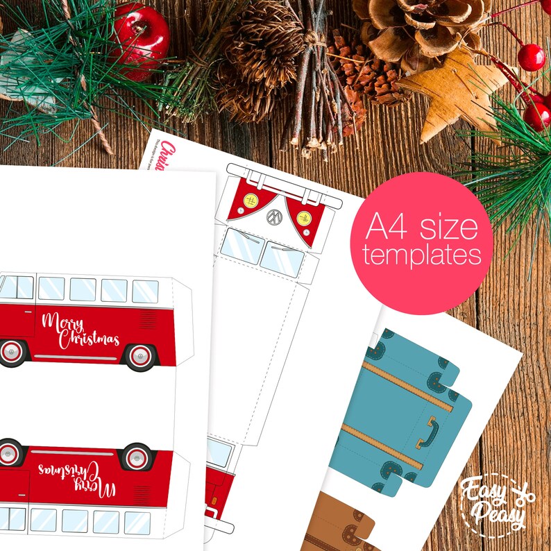 DIY Christmas Printable Paper Van Party Favors Template Box Printable ...