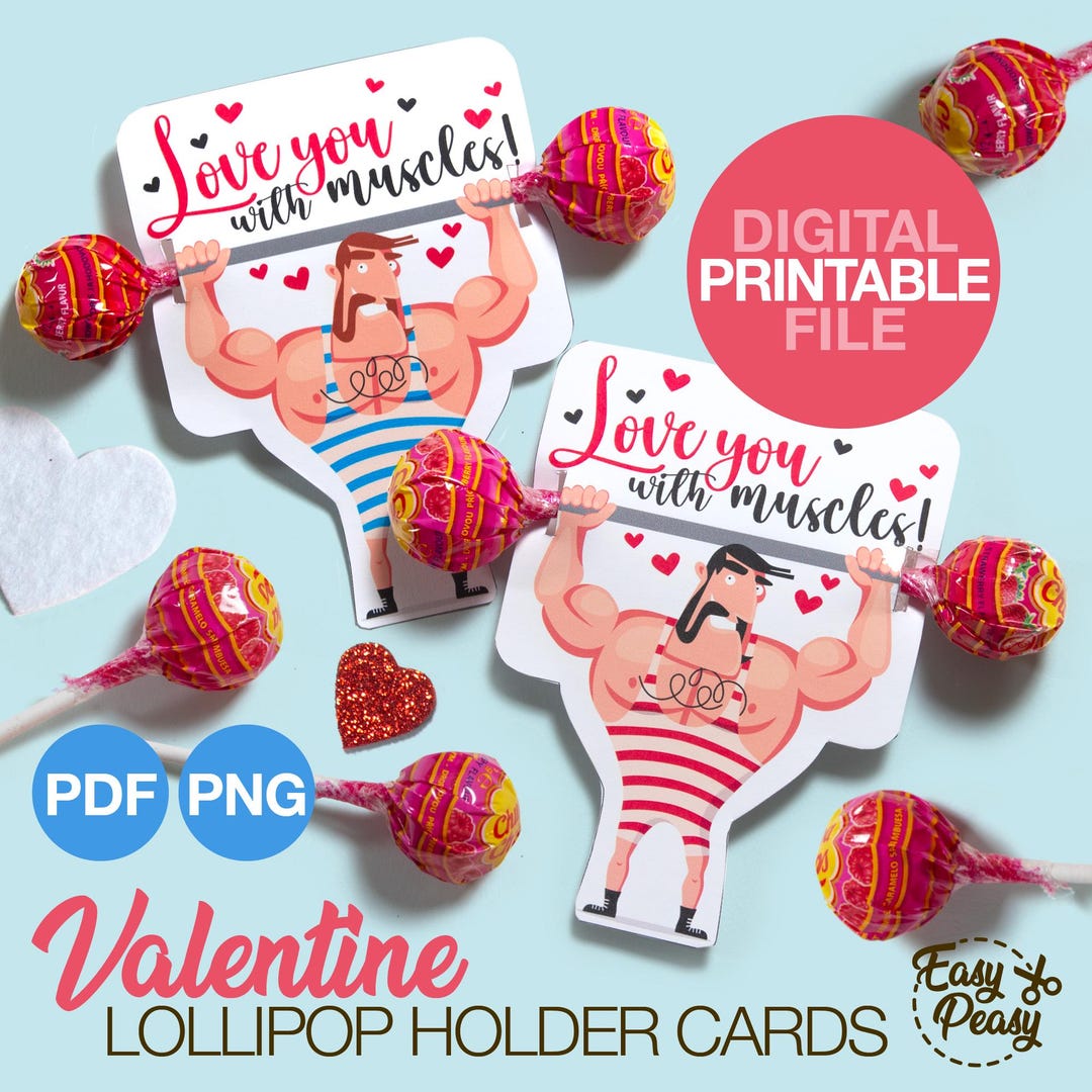 DIY Valentine Lollipop Holder Card Printable Valentines Day Cards for ...