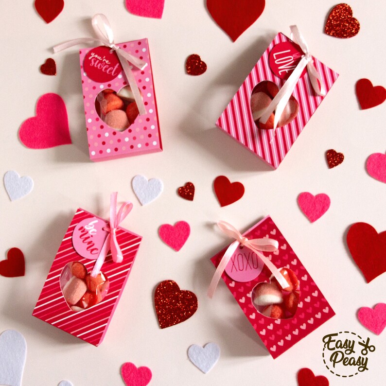 DIY Printable Valentine's Day Candy Gift Bag Chocolate Gift Box for ...