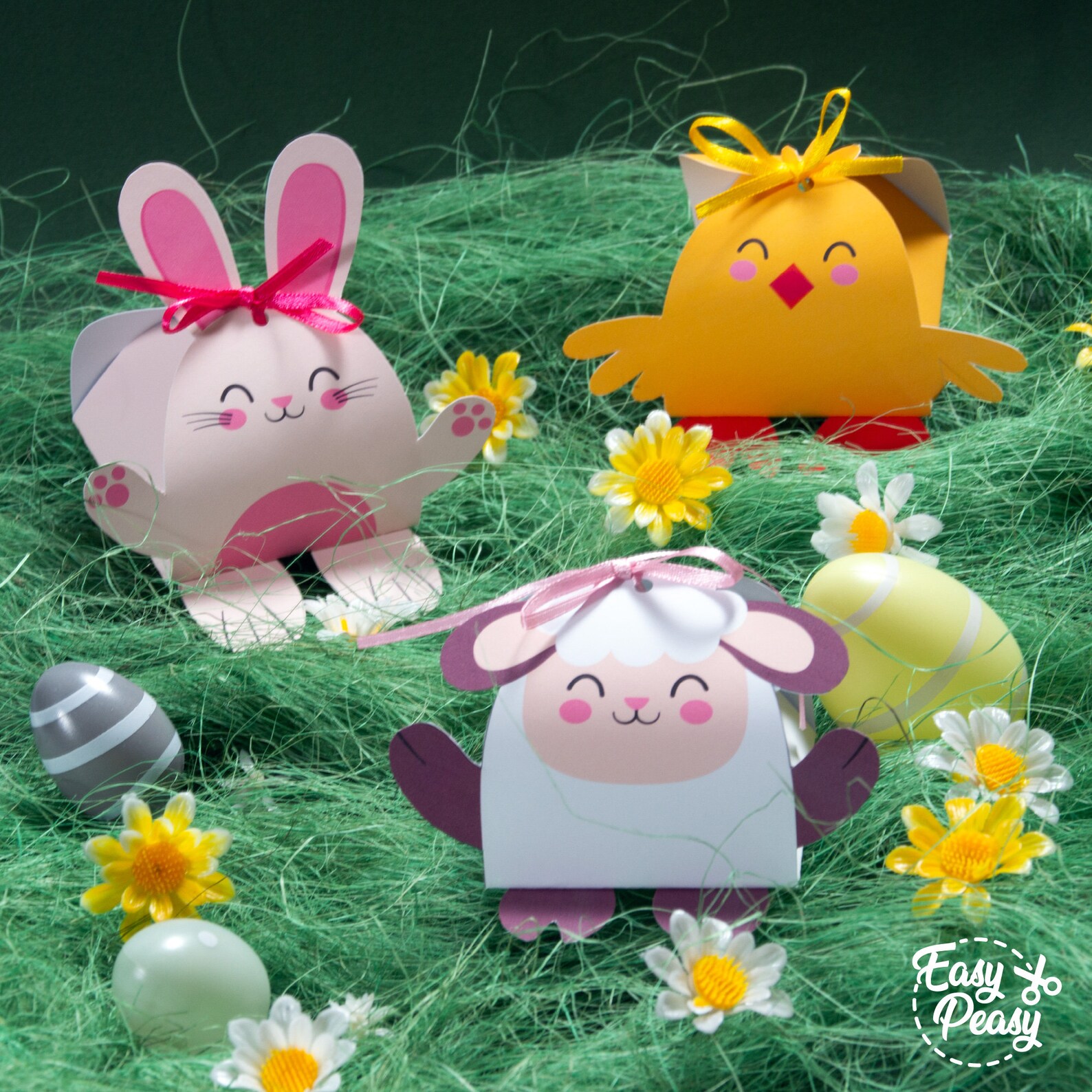 DIY Printable Easter Candy Bags Easter Egg Chocolate Gift Box Printable ...