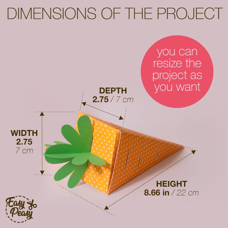 DIY Easter Carrot Gift Box SVG Paper Favor Box Template for Easter Egg ...
