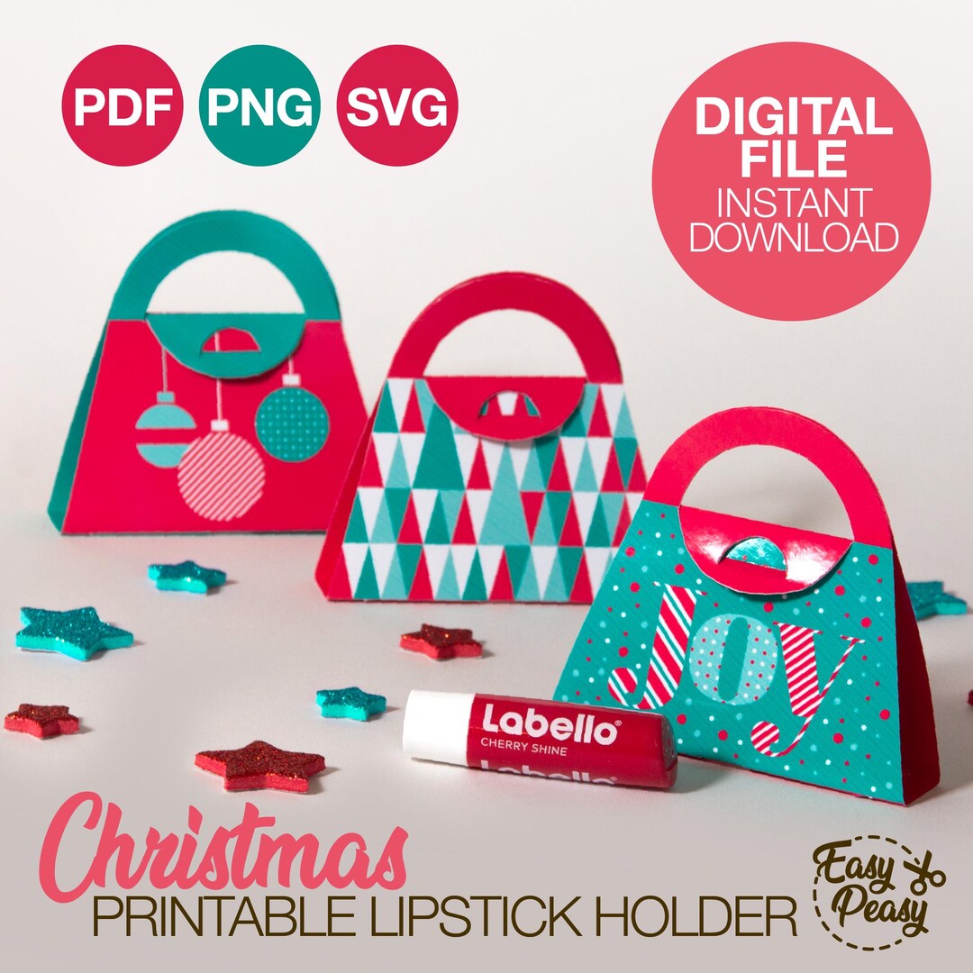 Diy Christmas Printable Chapstick Holder Gift Bag – Makeup Bag for ...