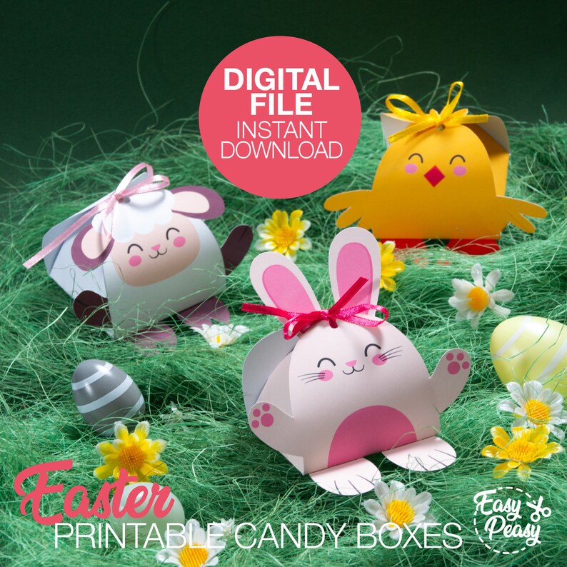 DIY Printable Easter Candy Bags Easter Egg Chocolate Gift Box Printable ...