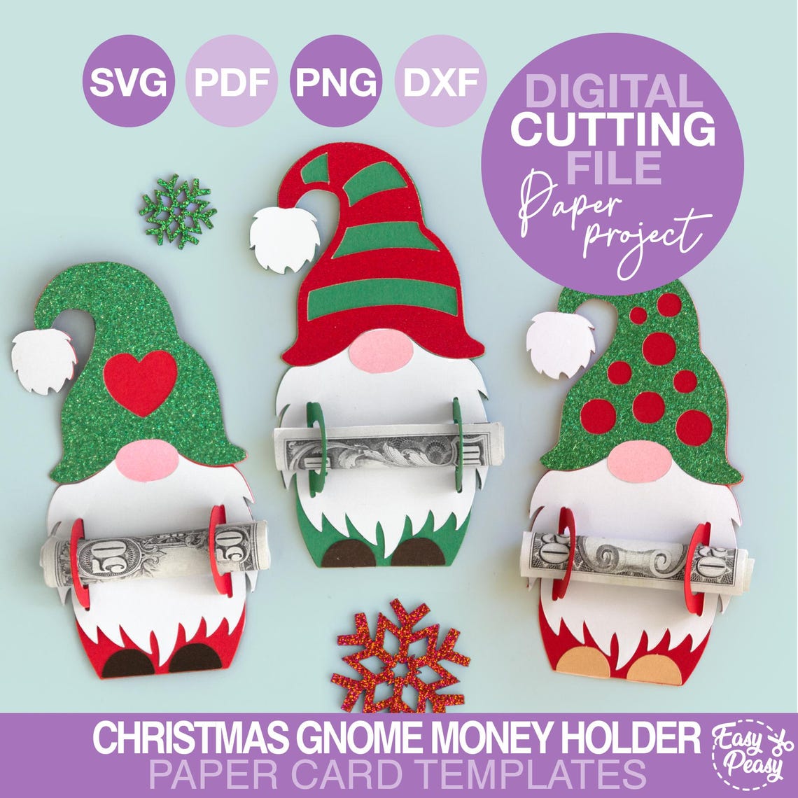 Christmas Gnome Money Holder SVG File for Cricut | Xmas Cash Holder for ...