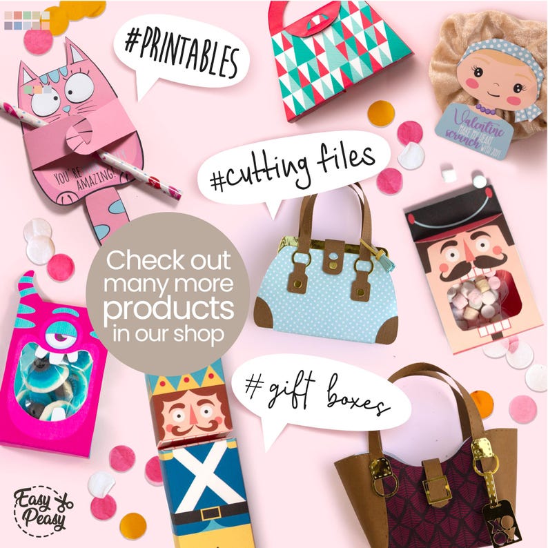 Mini Purse SVG Paper Gift Box | Cricut Handbag Template for Valentine ...