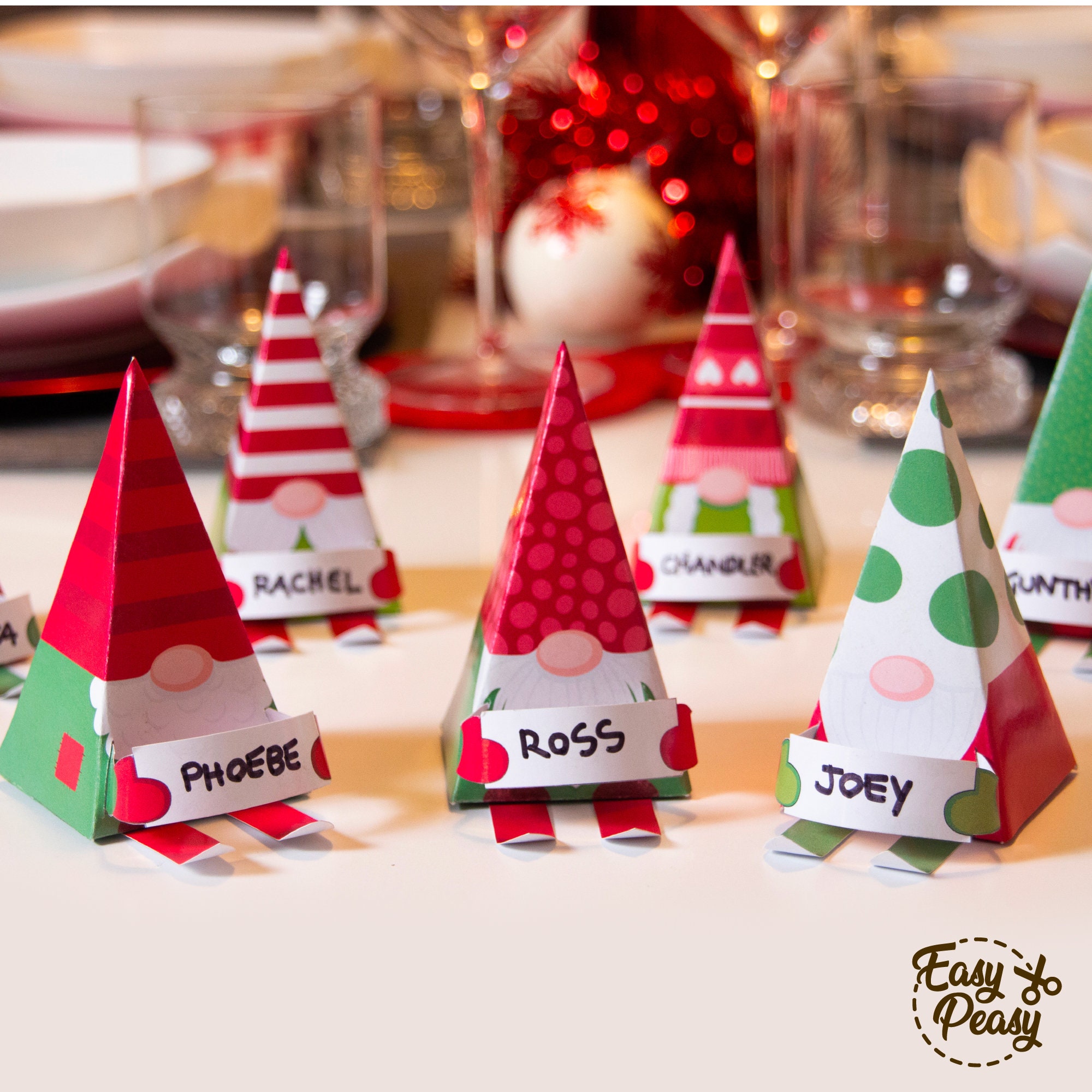 DIY Christmas Printable Gnome Table Place Cards - Festive Seating Cards ...