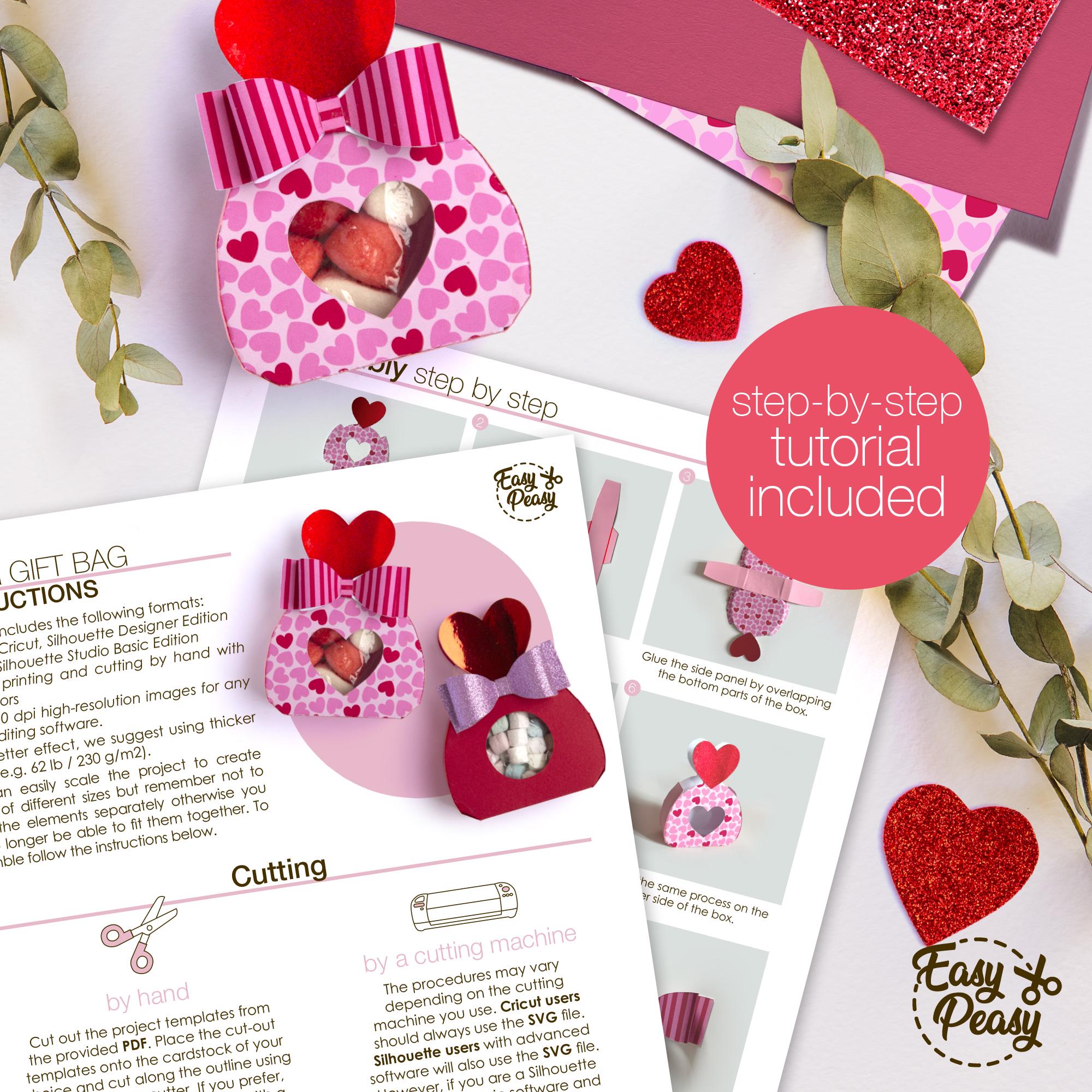 DIY Valentines Day Template for Girl Purse Gift Box for Her Paper Box ...