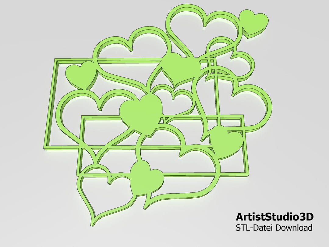 3D Hearts Background;hearts Background for 3D Printing;hearts ...