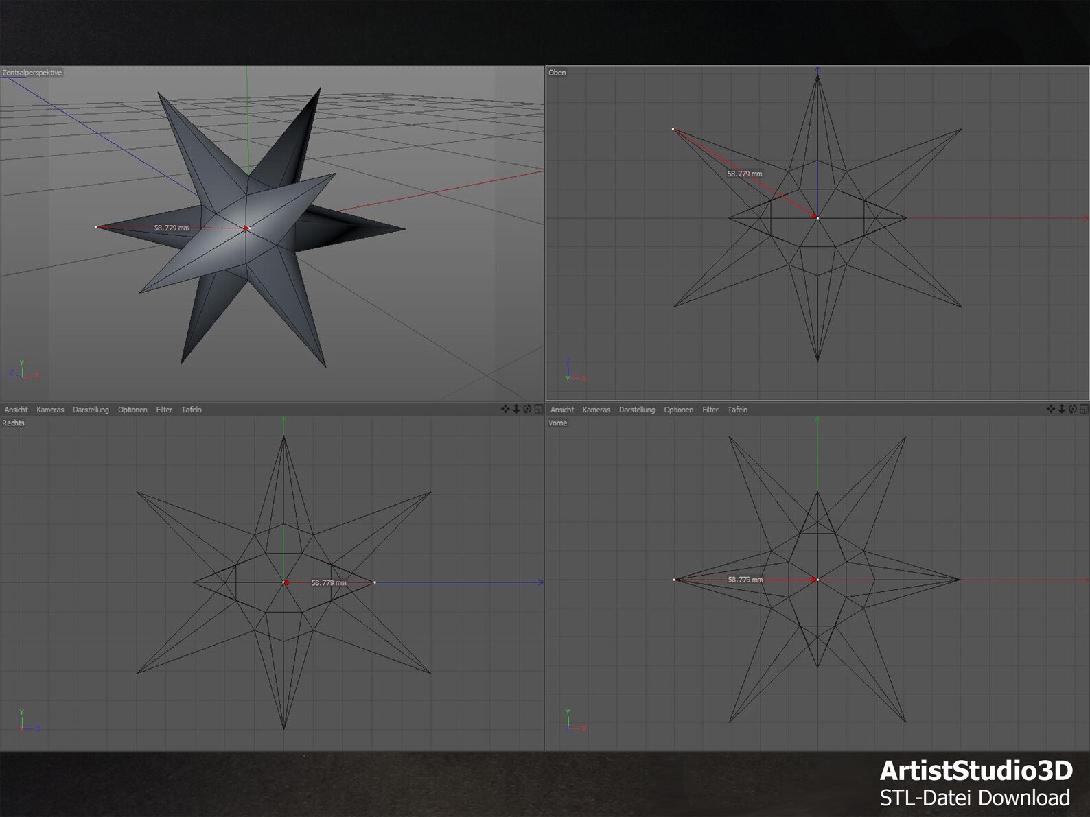 3D Star; Star for 3D Printing; Star; STL File for 3D Printer, Download ...
