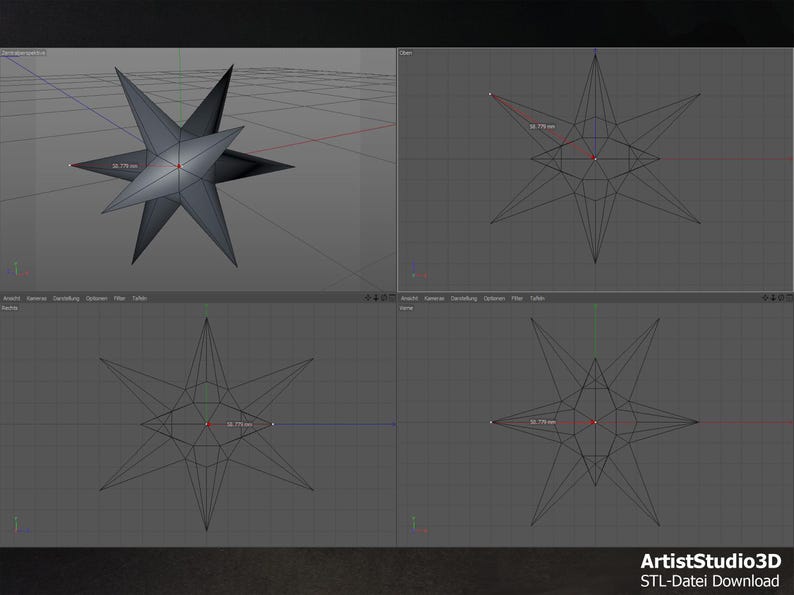 3D Star; Star for 3D Printing; Star; STL File for 3D Printer, Download ...