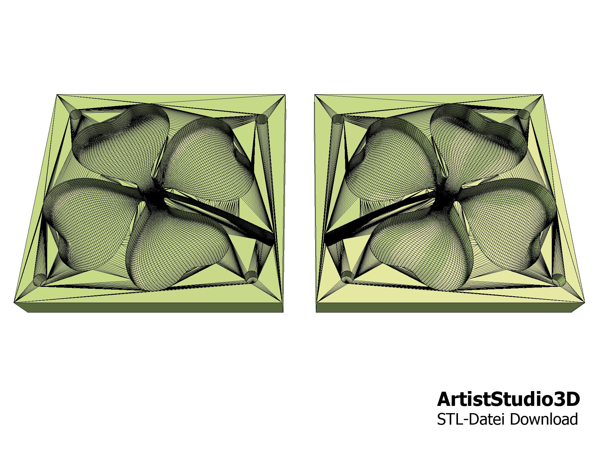 3D Cloverleaf With Negative Shells Shamrock Clover Cloverleaf for 3D ...