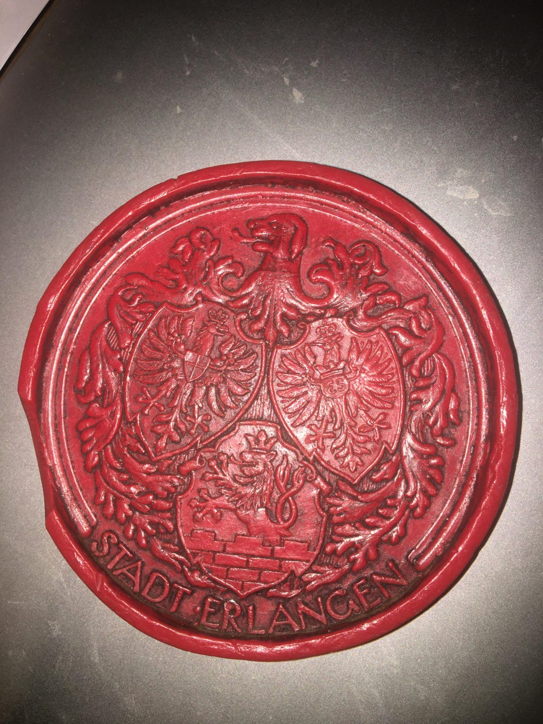 Antique German Royalty Wax Seal Document Imperial Eagle Coat of Arms ...