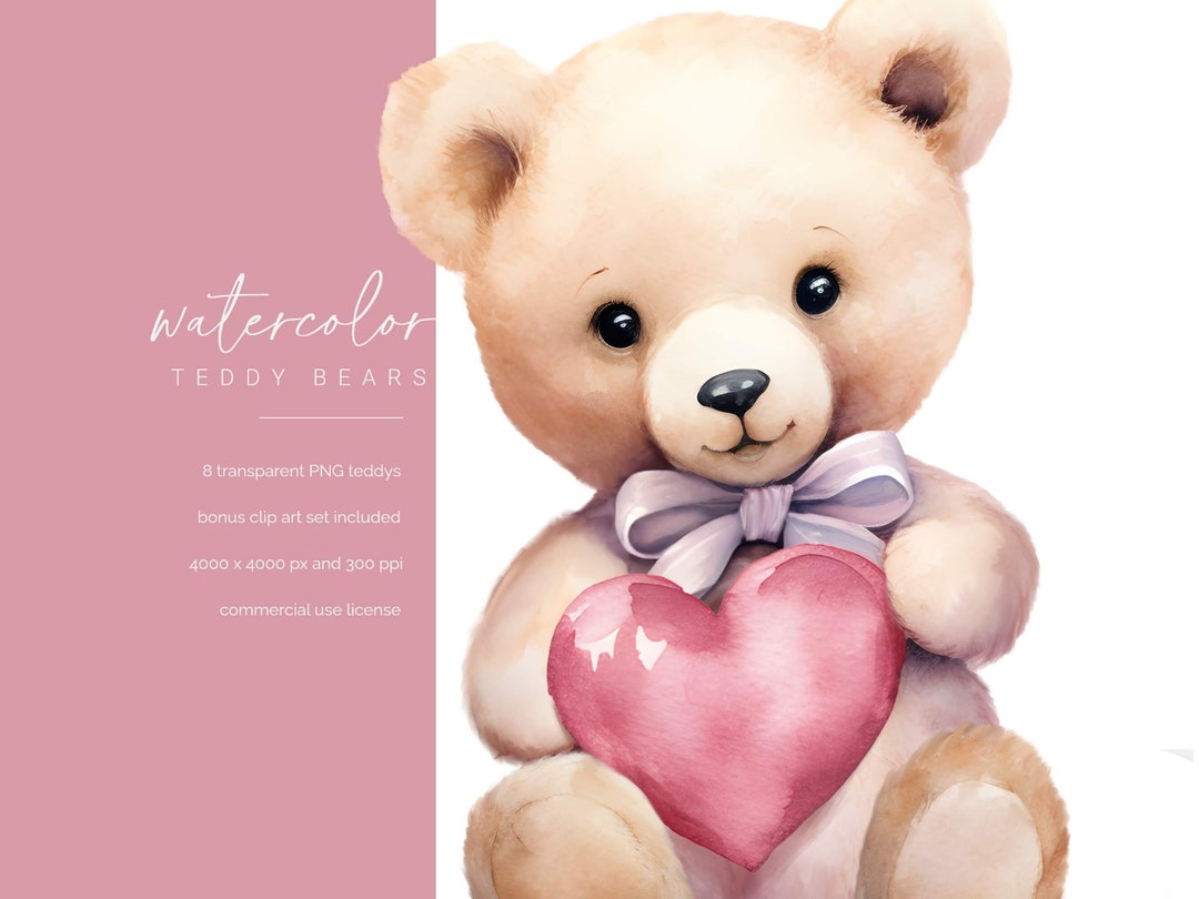 Valentines Bear Clipart, Cute Bear Clipart, Teddy Bears With Hearts and ...