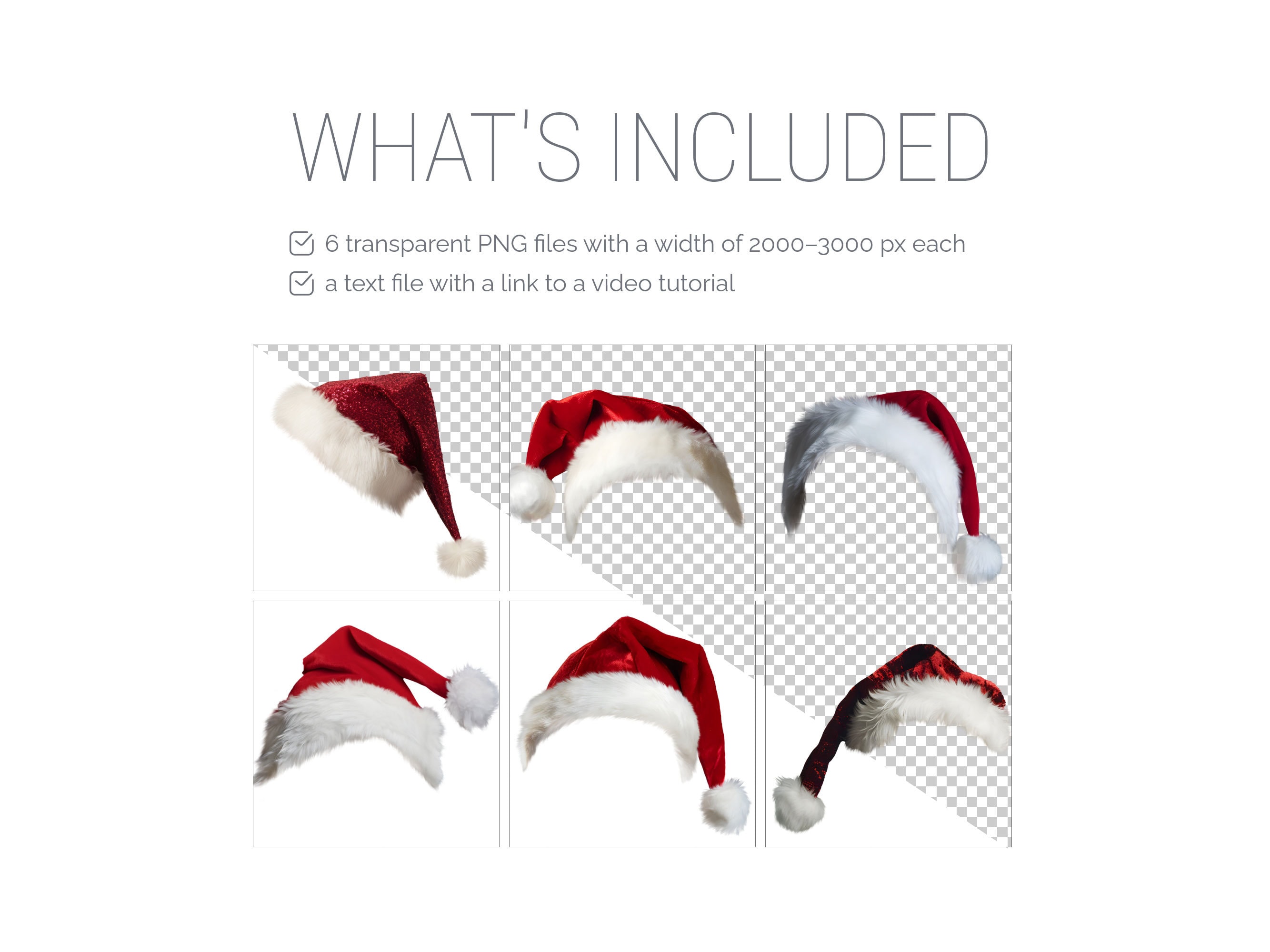 Realistic Santa Hat Overlays Add a Santa Hat to Your Photo Transparent ...