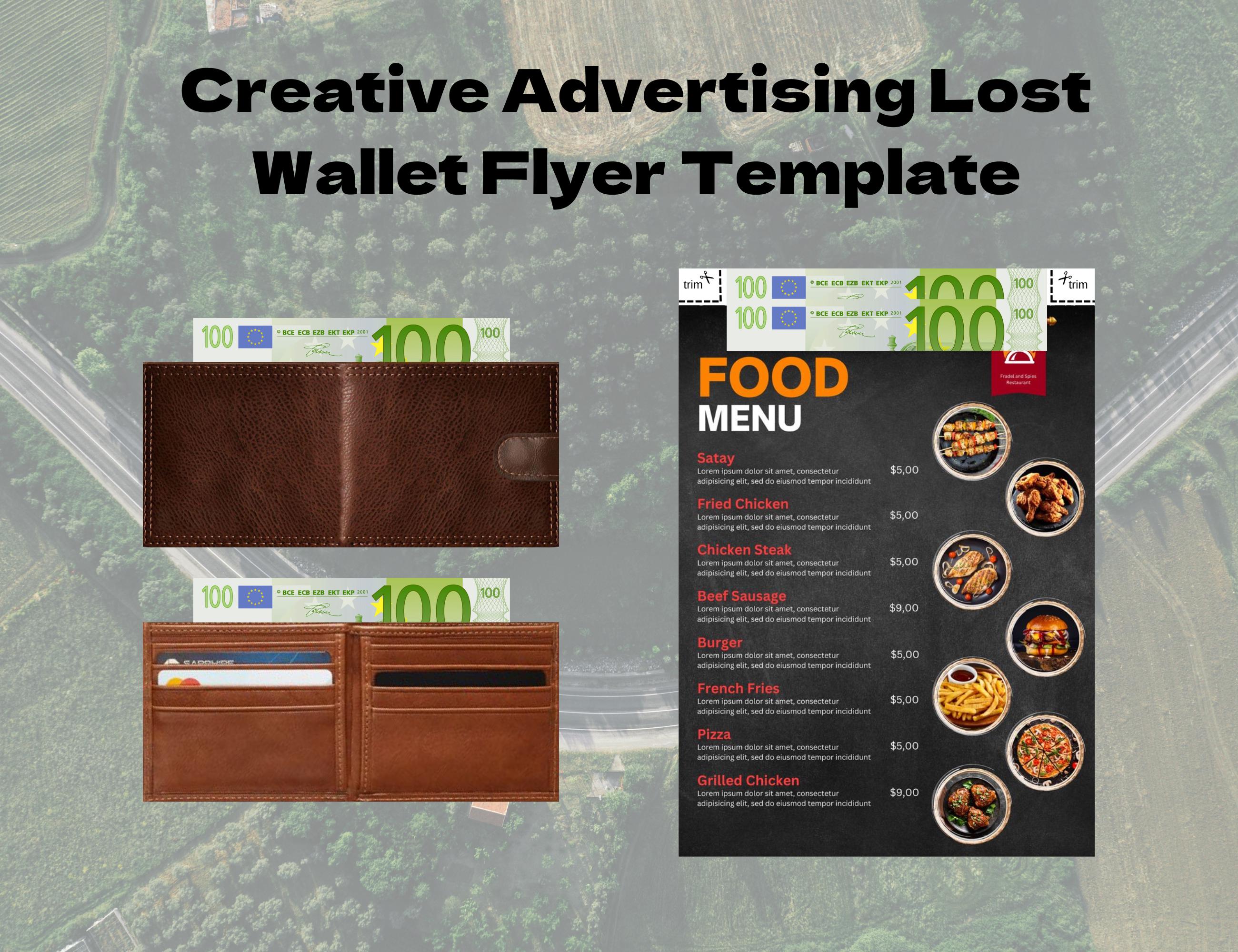 Lost Wallet Flyer Template: Clever Euro Note Advertising (editable ...