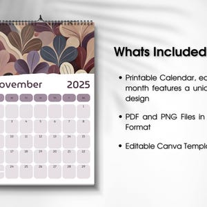 2025 Boho Abstract Wall Calendar, Yearly Calendar, Editable Canva ...