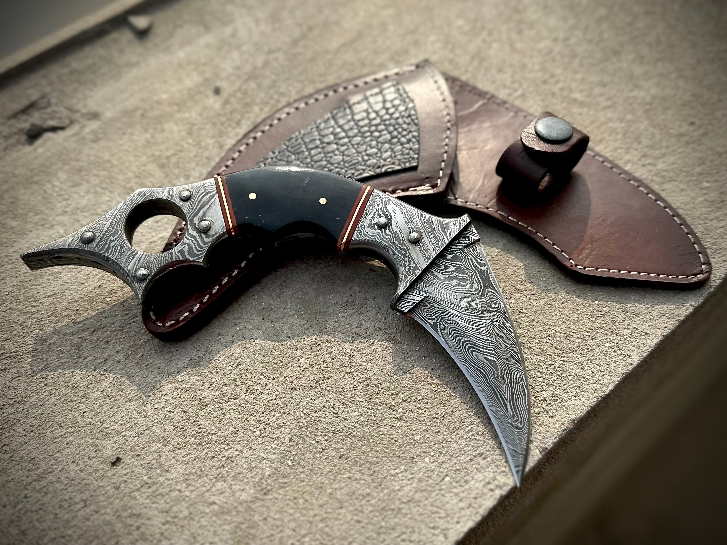 Hand Forged Damascus Steel Karambit Knife | Unique Christmas Gift for ...