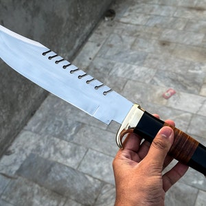 Handmade D2 Steel Bowie Knife - Mirror Polished Hunting and Camping ...