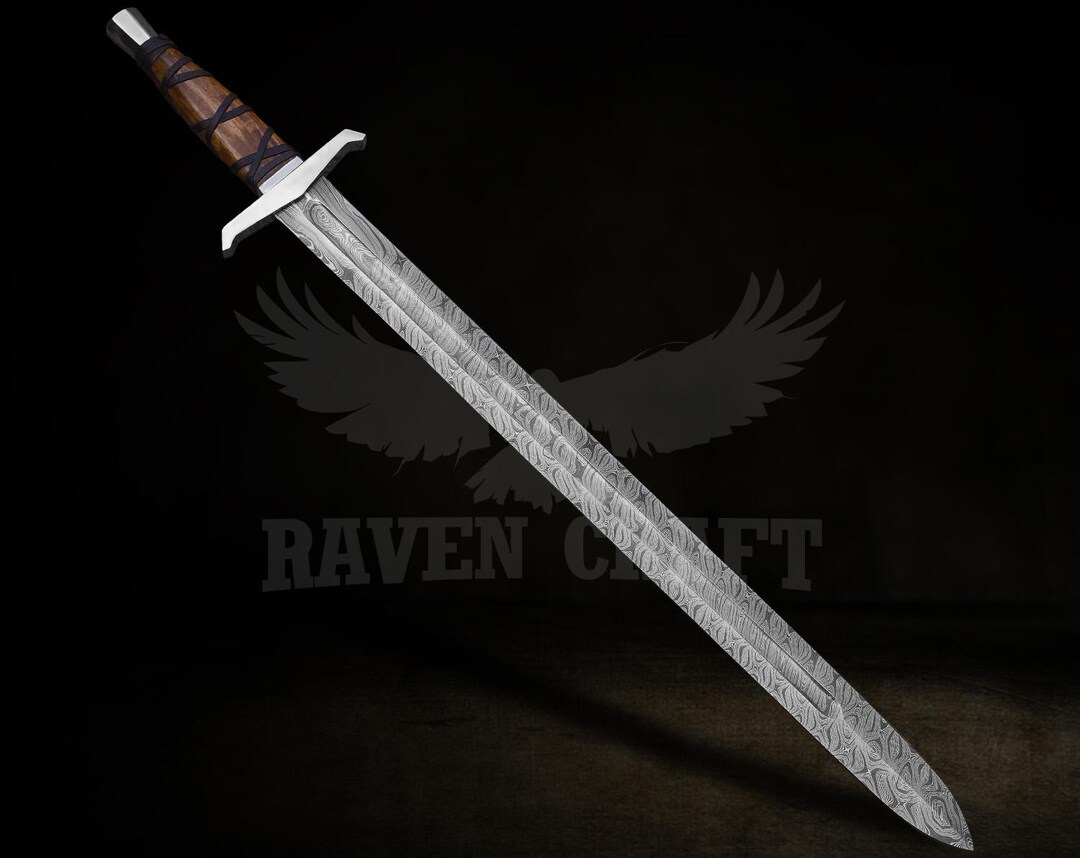 Handmade Damascus Steel Sword: Rosewood Handle, Tactical Gift - Etsy