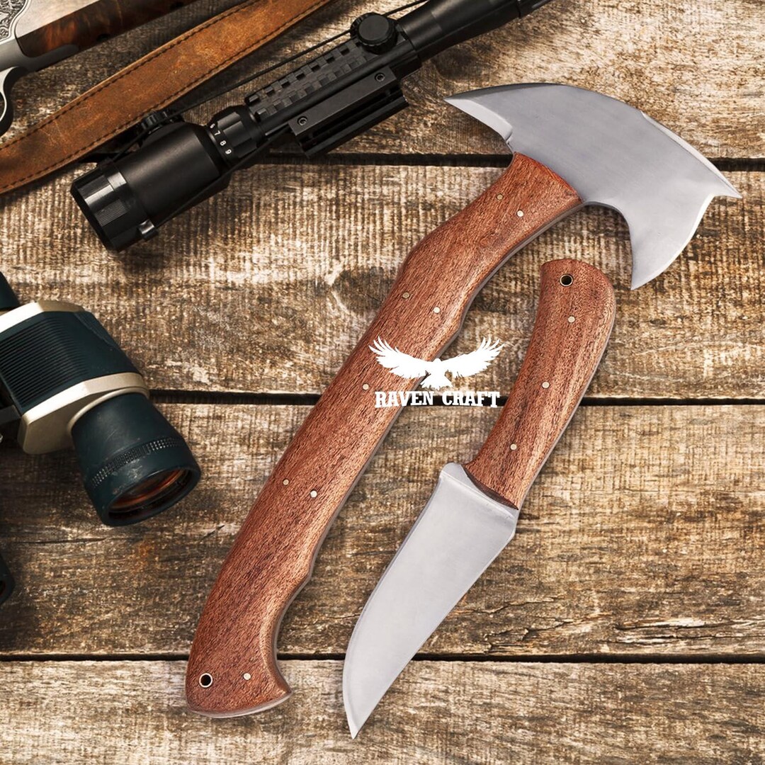 Hand Forged Christmas Gift Tomahawk Axe Set - Hunting, Throwing Axe ...