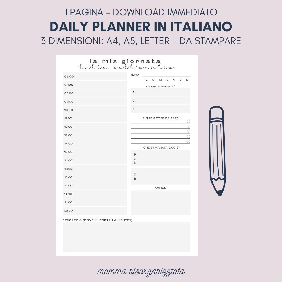 Daily Planner Printable in ENGLISH Printable Daily Agenda - Etsy