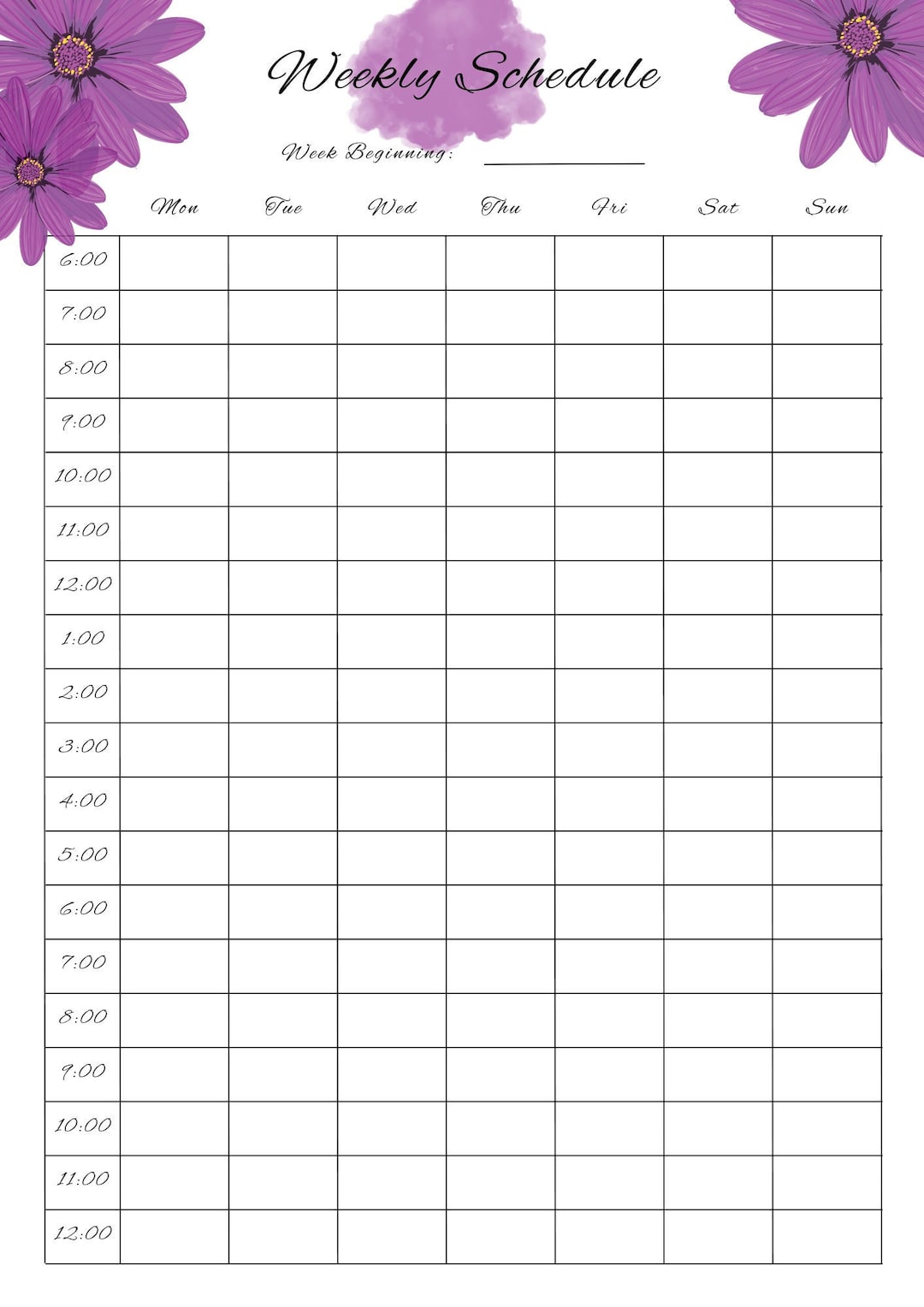 Weekly Schedule Printable | Daily Schedule | to Do List | Weekly ...
