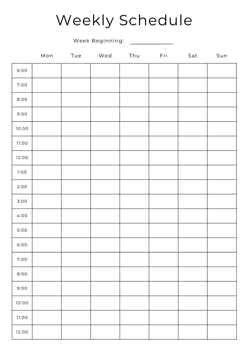 Weekly Schedule Printable | Daily Schedule | to Do List | Weekly ...