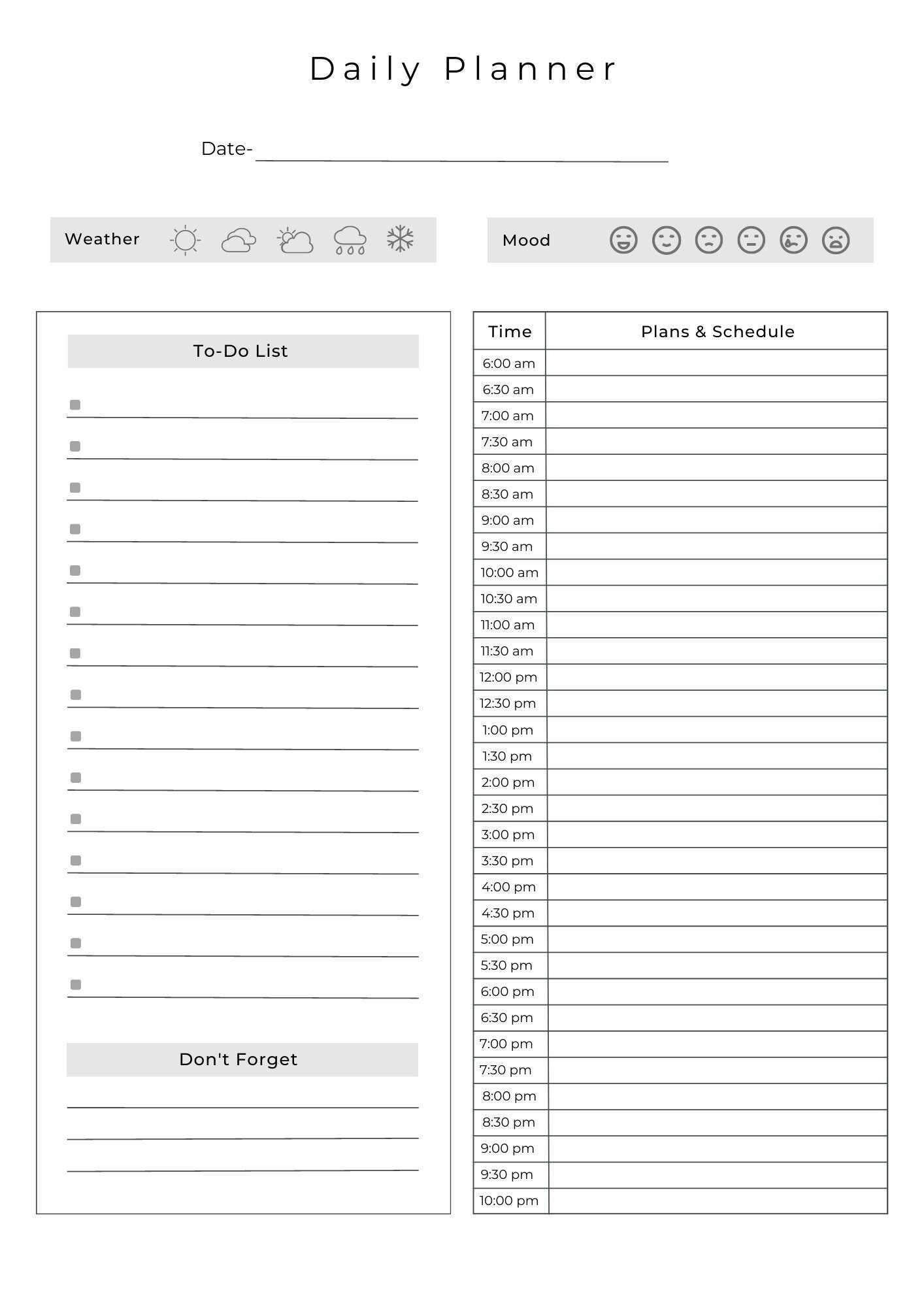 Daily Planner Printable | Daily Planner | Planner | PDF Digital ...