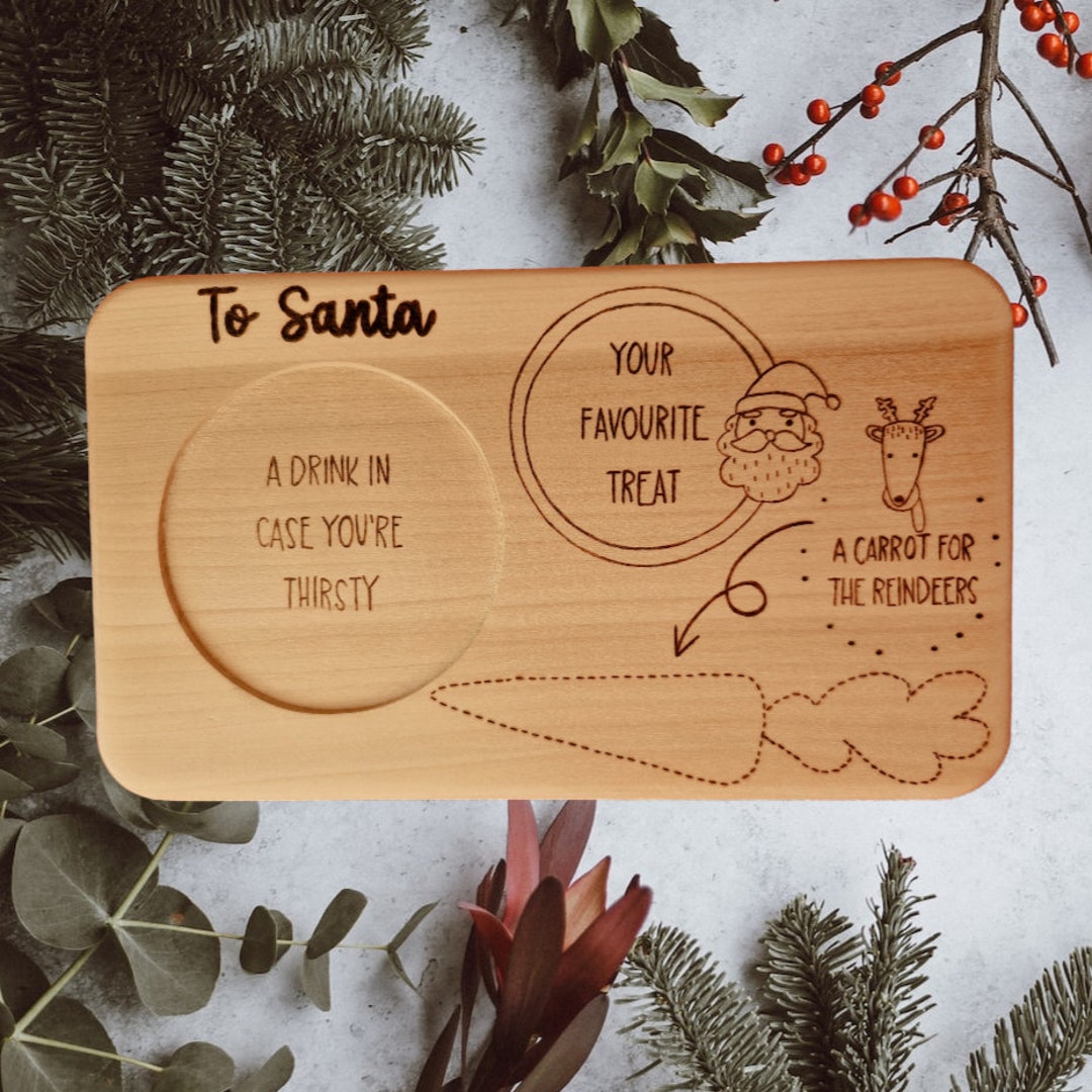 Wooden Christmas Eve Tray, Santa Treat Tray, Milk for Santa, Treats for ...