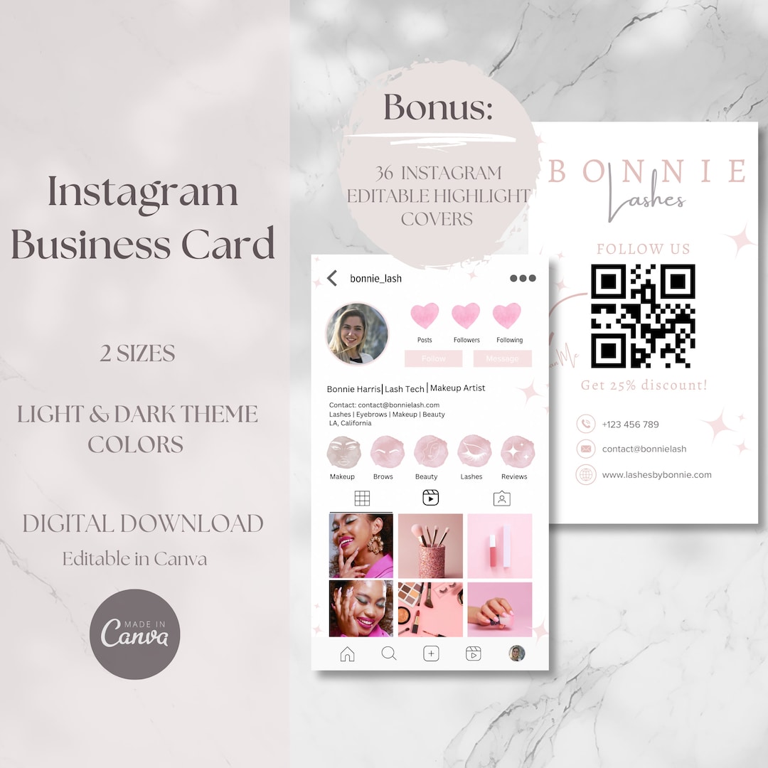 Instagram Business Card Template Design, Lash Business Card, QR Code ...