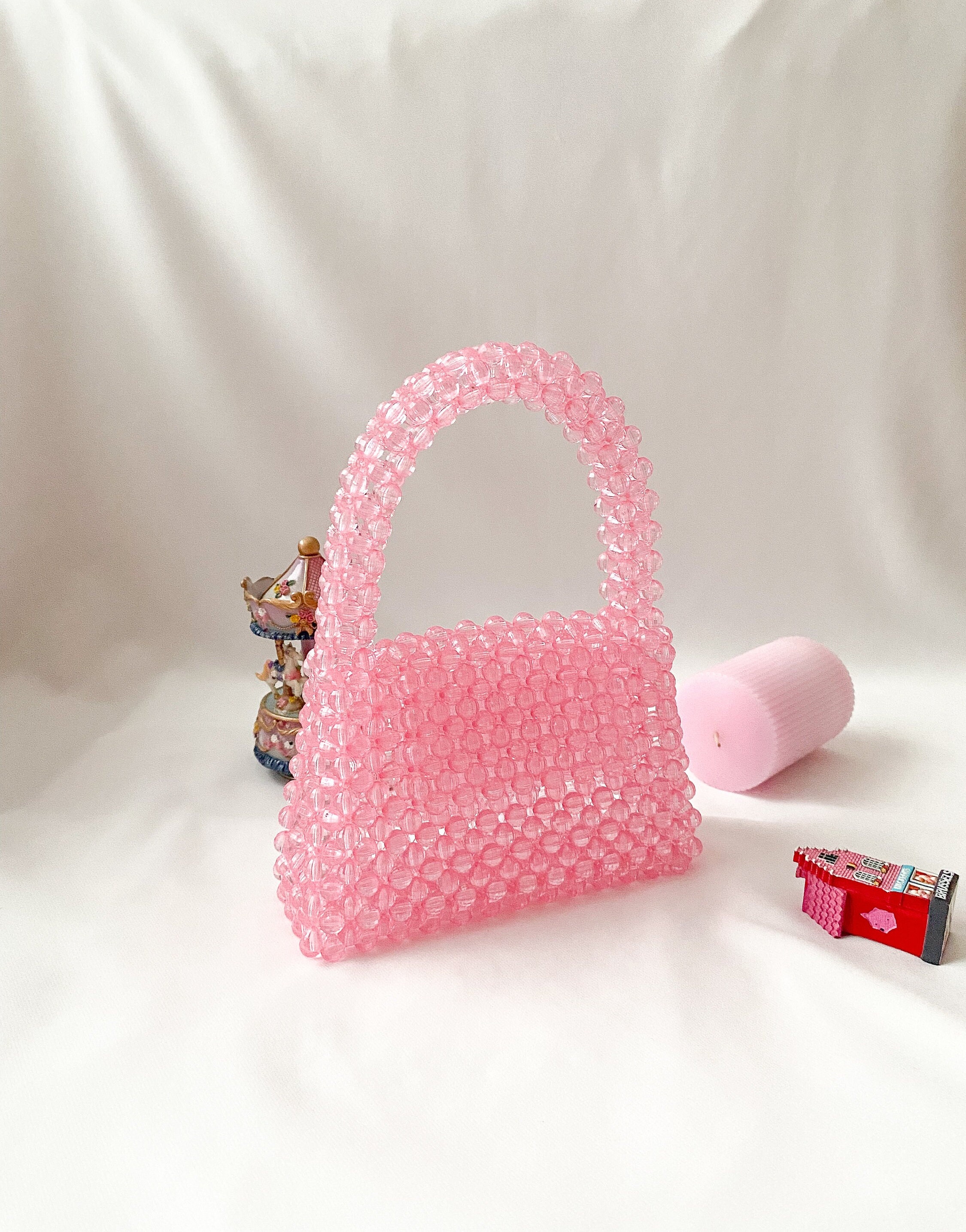 Pink Crystal Beaded Bag Handmade Crystal Bags Bead Bag - Etsy