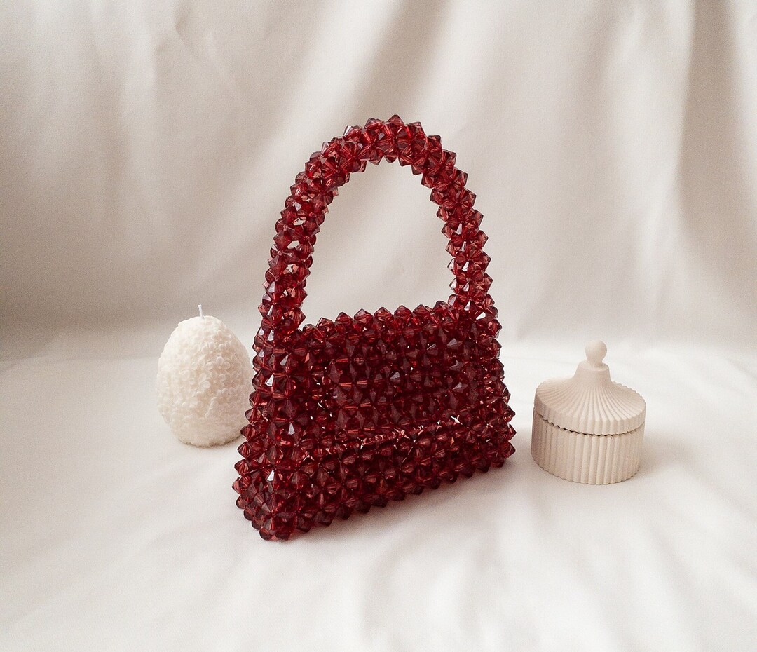 Crystal Beaded Bag, Handmade Crystal Bags, Bead Bag, Beaded Evening Bag ...