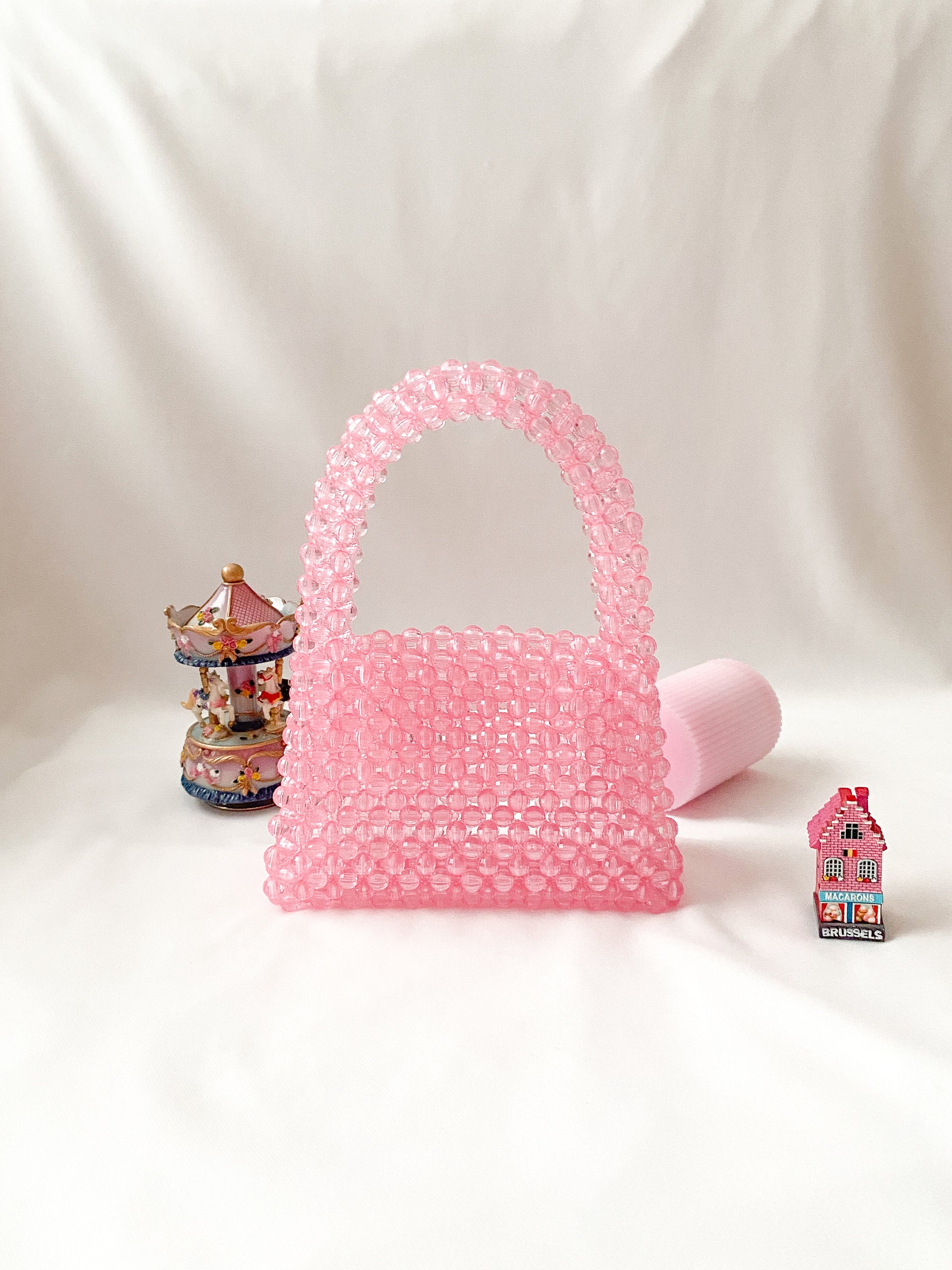 Pink Crystal Beaded Bag Handmade Crystal Bags Bead Bag - Etsy